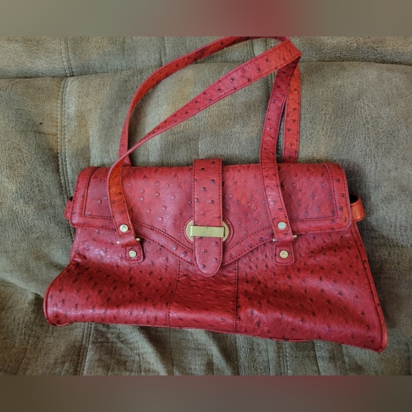 Koret | Bags | Vintage Koret Faux Ostrich Red Satchel Purse Bag | Poshmark